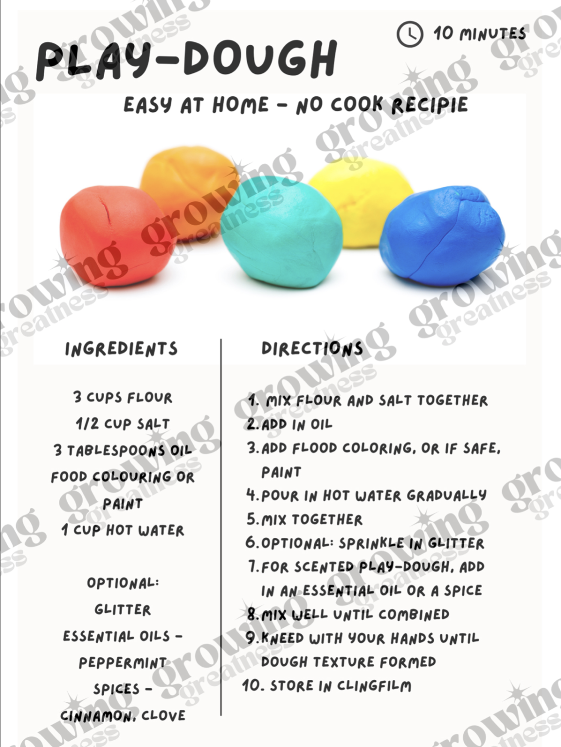 Play-Dough Recipe Card